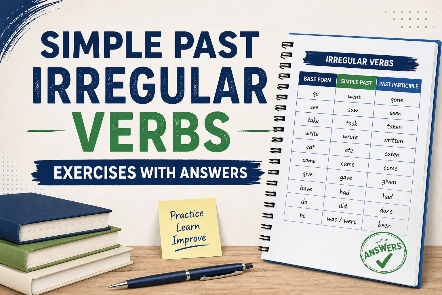 Simple Past Irregular Verbs Exercises with Answers
